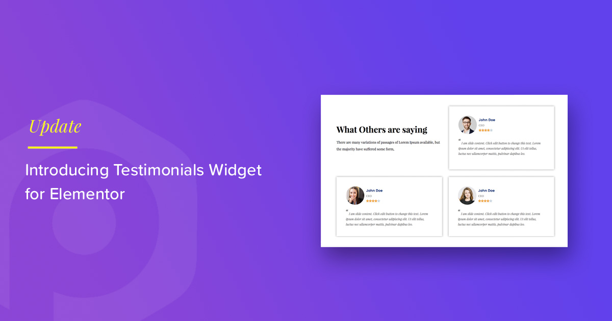 Elementor Testimonial Widget - Testimonials Widget with Creative Designs Elementor Testimonial Widget - Testimonials Widget with Creative Designs