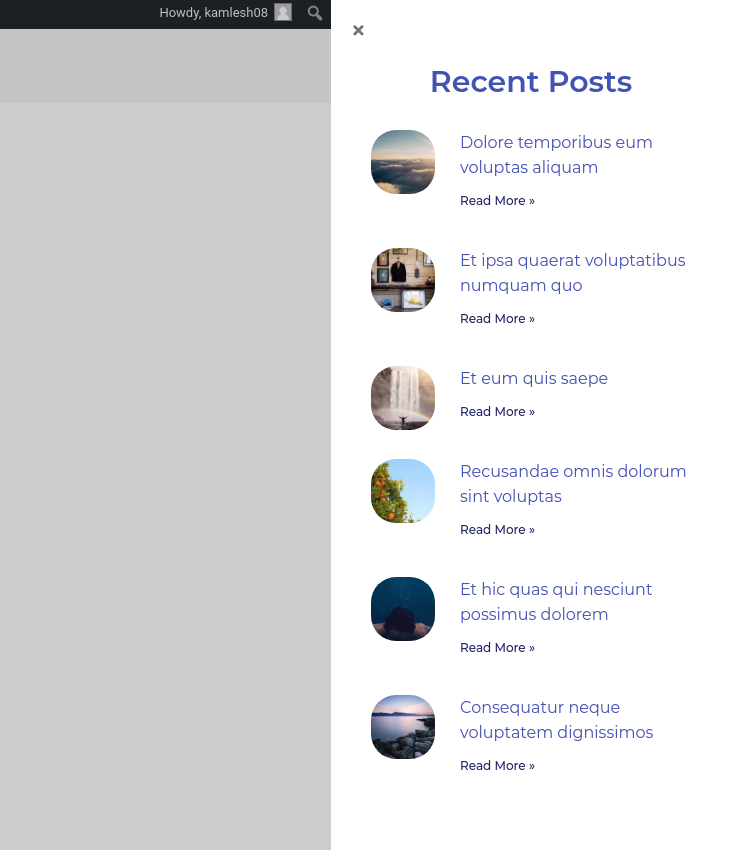How To Display Recent Posts In Off Canvas Widget Powerpack Addons For Elementor