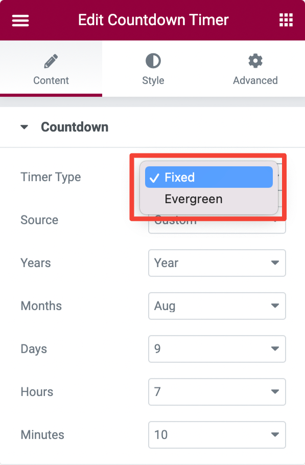 Countdown Timer Widget Overview - PowerPack Addons for Elementor